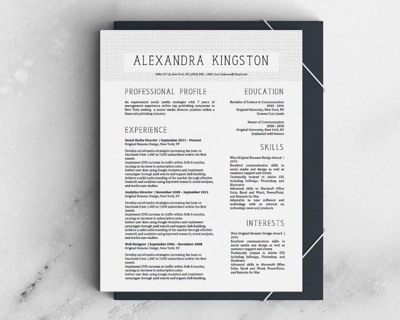 Alexandra Kingston Modern Fancy Resume + Cover Letter Template for ...
