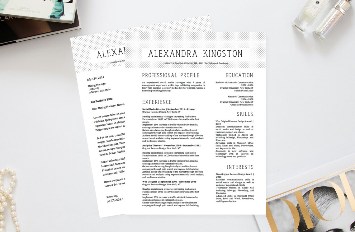 Alexandra Kingston Modern Fancy Resume Cover Letter Template for ...