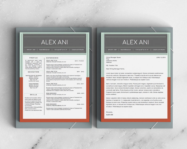 Alex Ani Modern Package - Resume Template + CV, Thank You, and ...