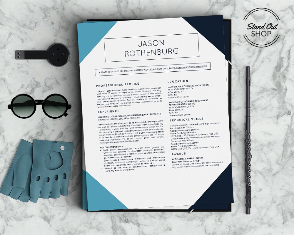 Jason Rothenburg Modern Resume Template for Microsoft Word and Apple ...