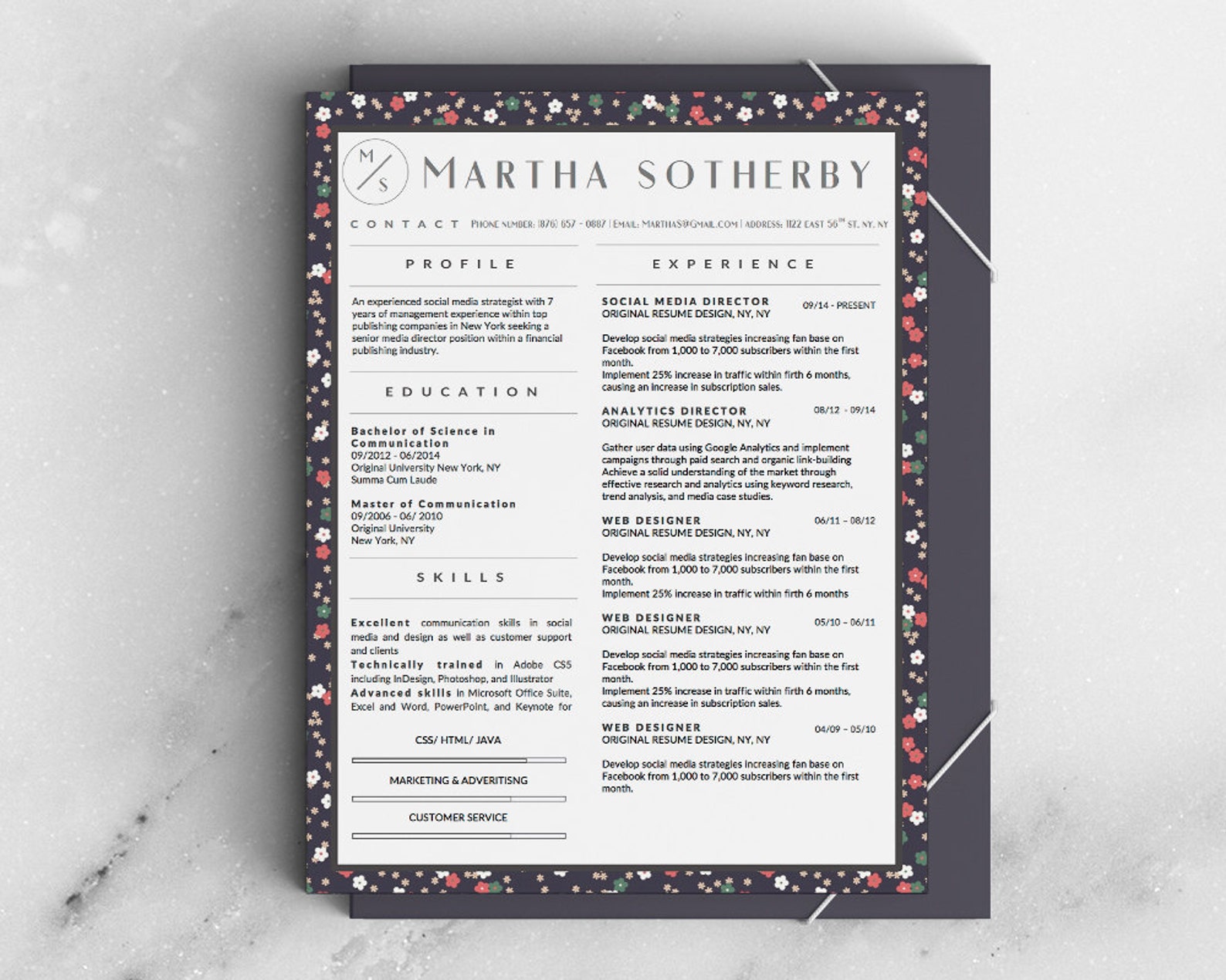 Martha Sotherby Resume Template for Microsoft Word With 2-page Version ...