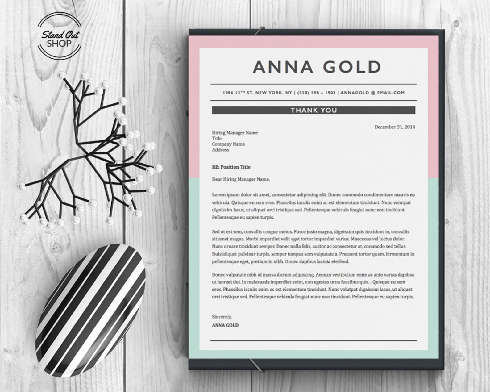 Anna Gold Resume 5 Pack for Microsoft Word and Apple Pages in A4 and US ...