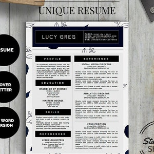 Lucy Greg Modern Beautiful Resume Template With Matching Cover Letter ...