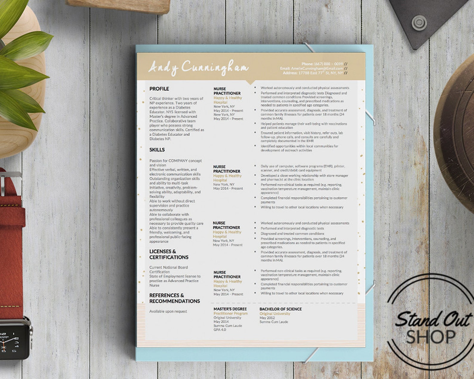 Andy Cunningham Modern Resume and Matching Cover Letter - Etsy