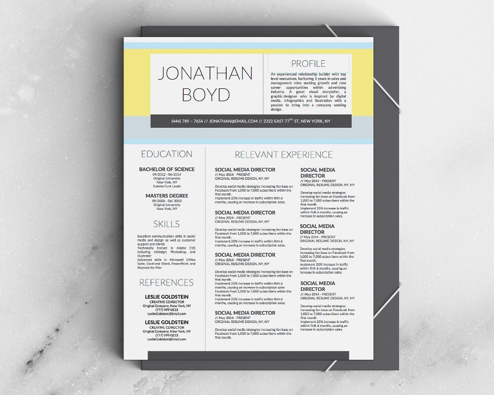 Jonathan Boyd Modern Man Resume Cv Template for MS Word - Etsy
