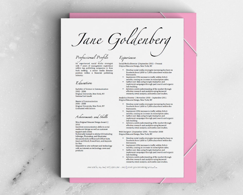Jane Goldenberg Modern Fancy Resume + Cover Letter Template for ...