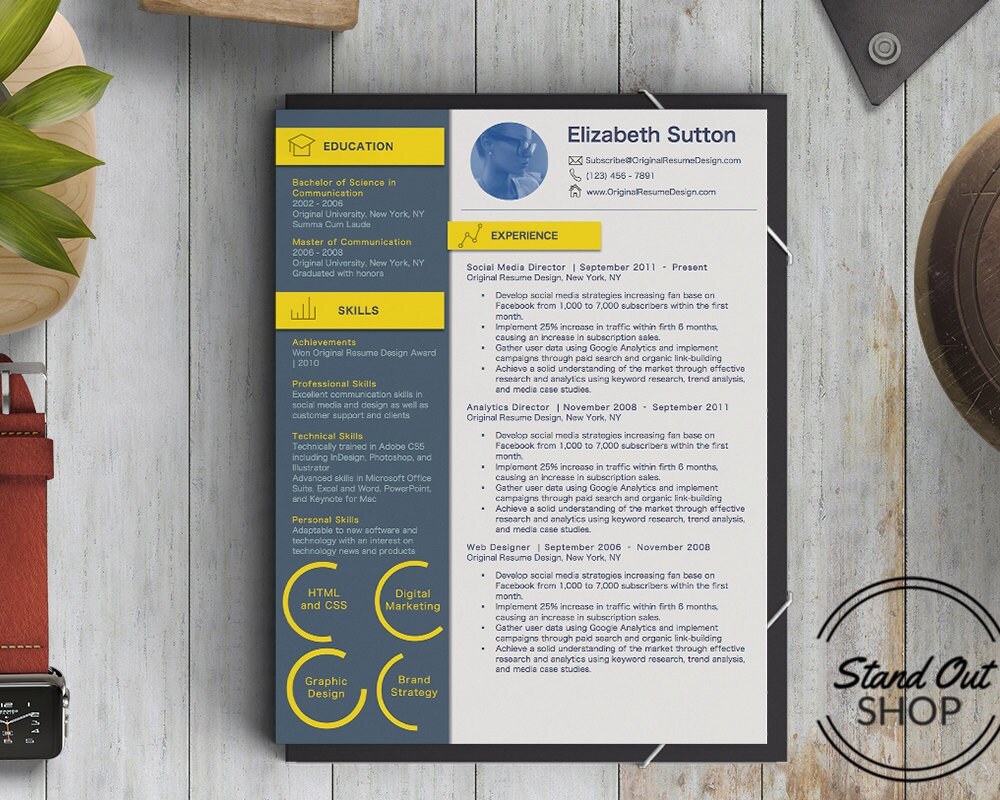 UI Resume and Cover Letter Word Template With Resume Icons Bonus - Etsy