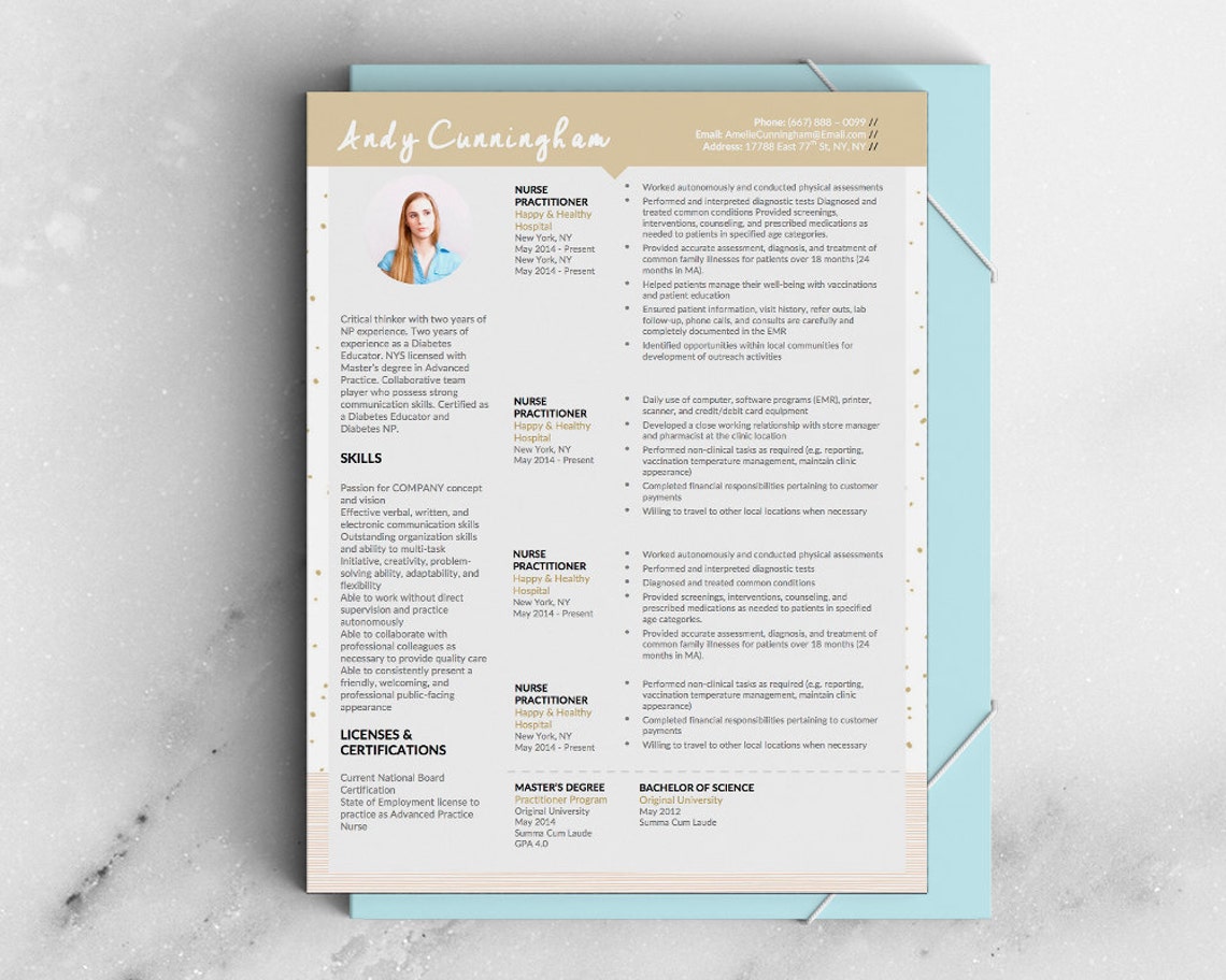Andy Cunningham Modern Resume and Matching Cover Letter - Etsy