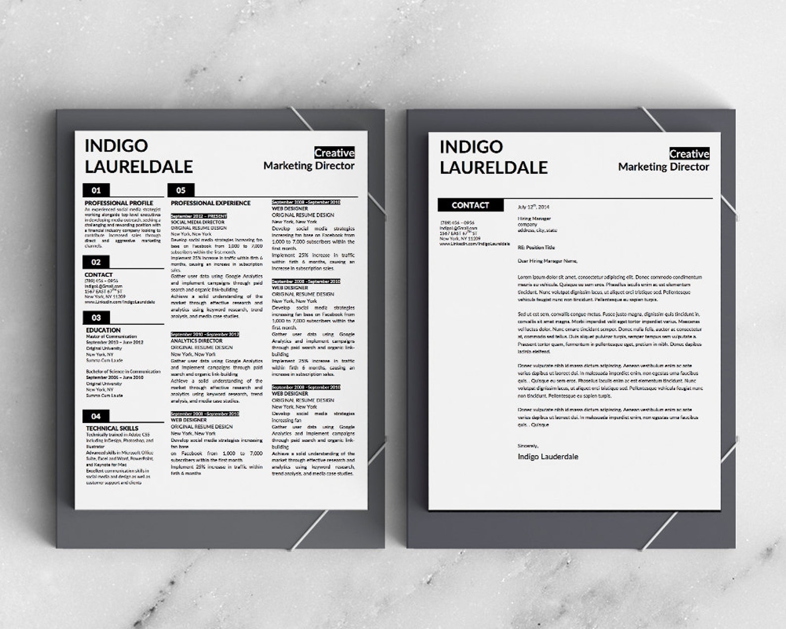 Indigo Lauderdale Resume Template 2-page Microsoft Word Version With ...
