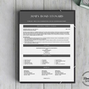 James Bond Leonard Resume Template for Microsoft Word and Apple Pages ...