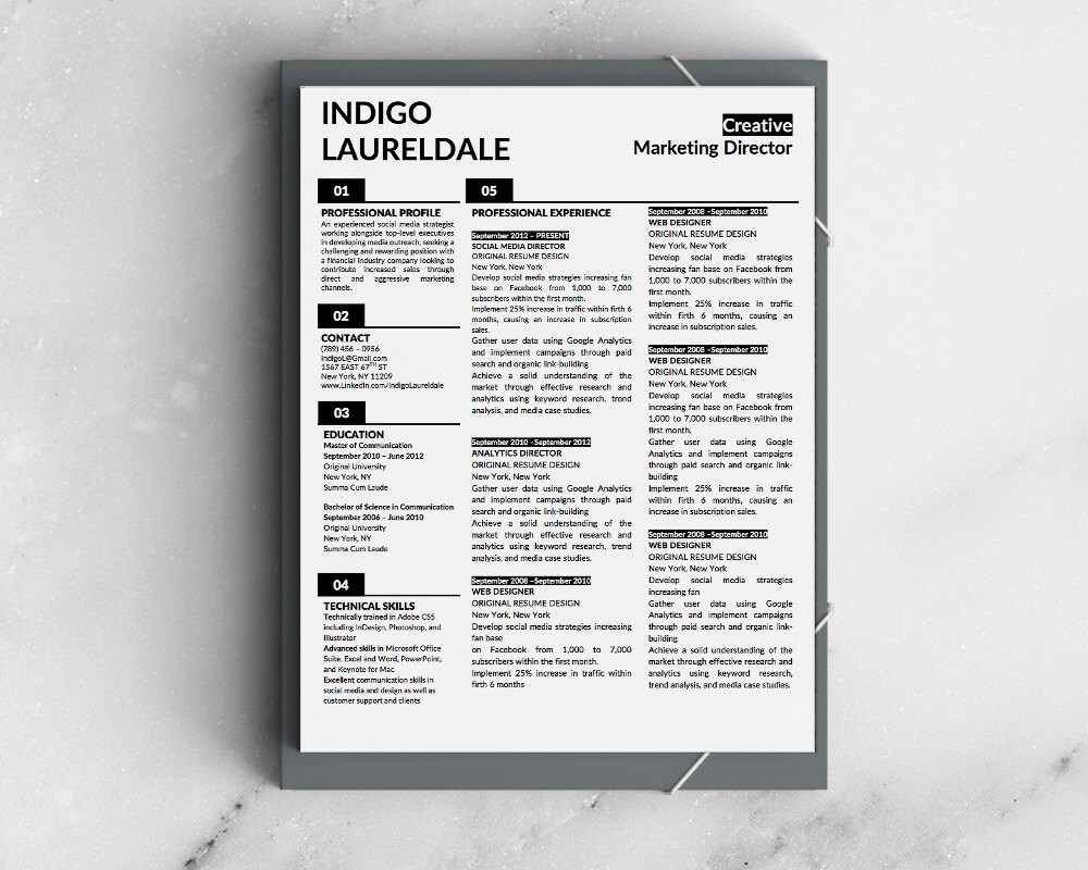Indigo Lauderdale Resume Template 2-page Microsoft Word Version With ...