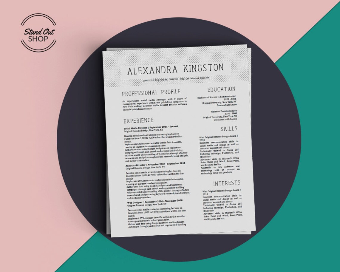 Alexandra Kingston Modern Fancy Resume Cover Letter Template for ...