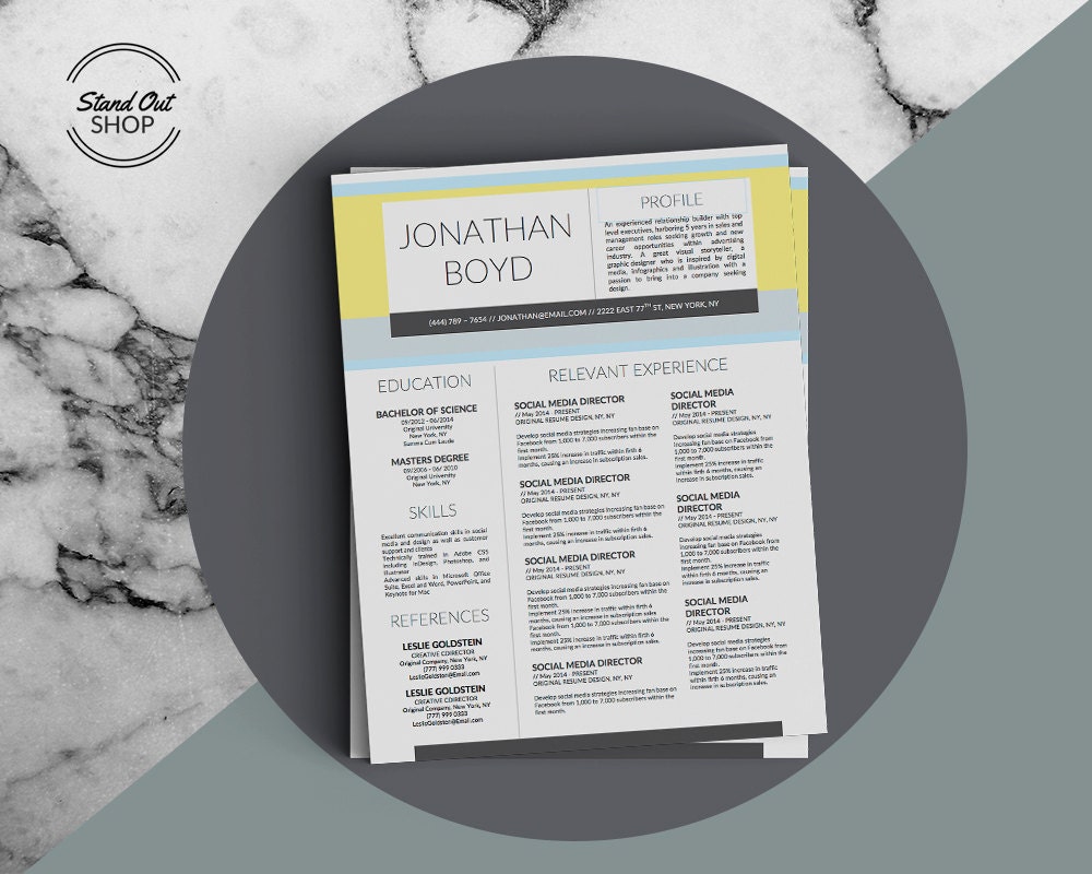 Jonathan Boyd Modern Man Resume Cv Template for MS Word - Etsy