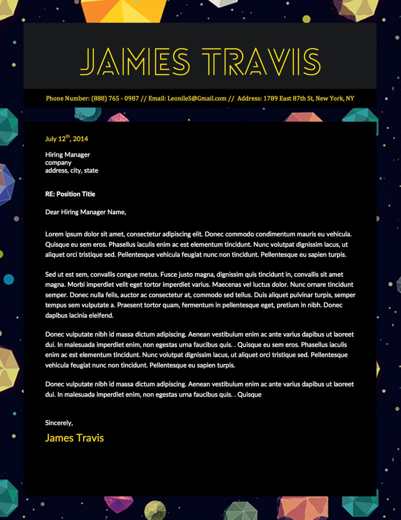 James Travis Creative Resume Template for Microsoft Word - Etsy