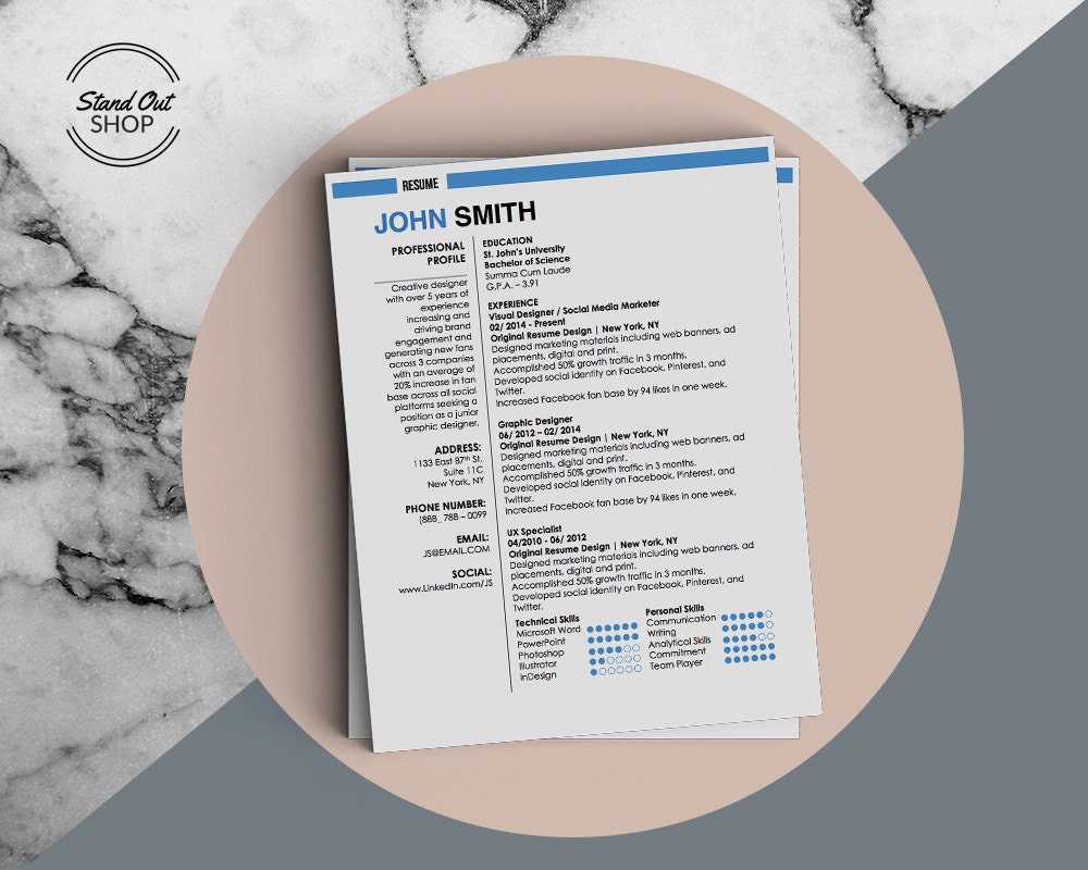 John Smith Professional Modern Resume and Cover Letter Template for ...