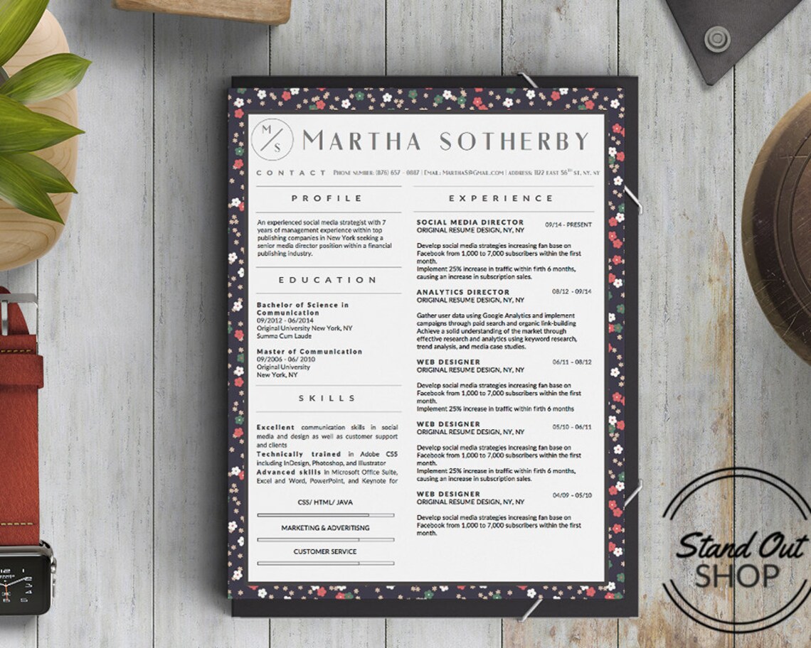 Martha Sotherby Resume Template for Microsoft Word With 2-page Version ...