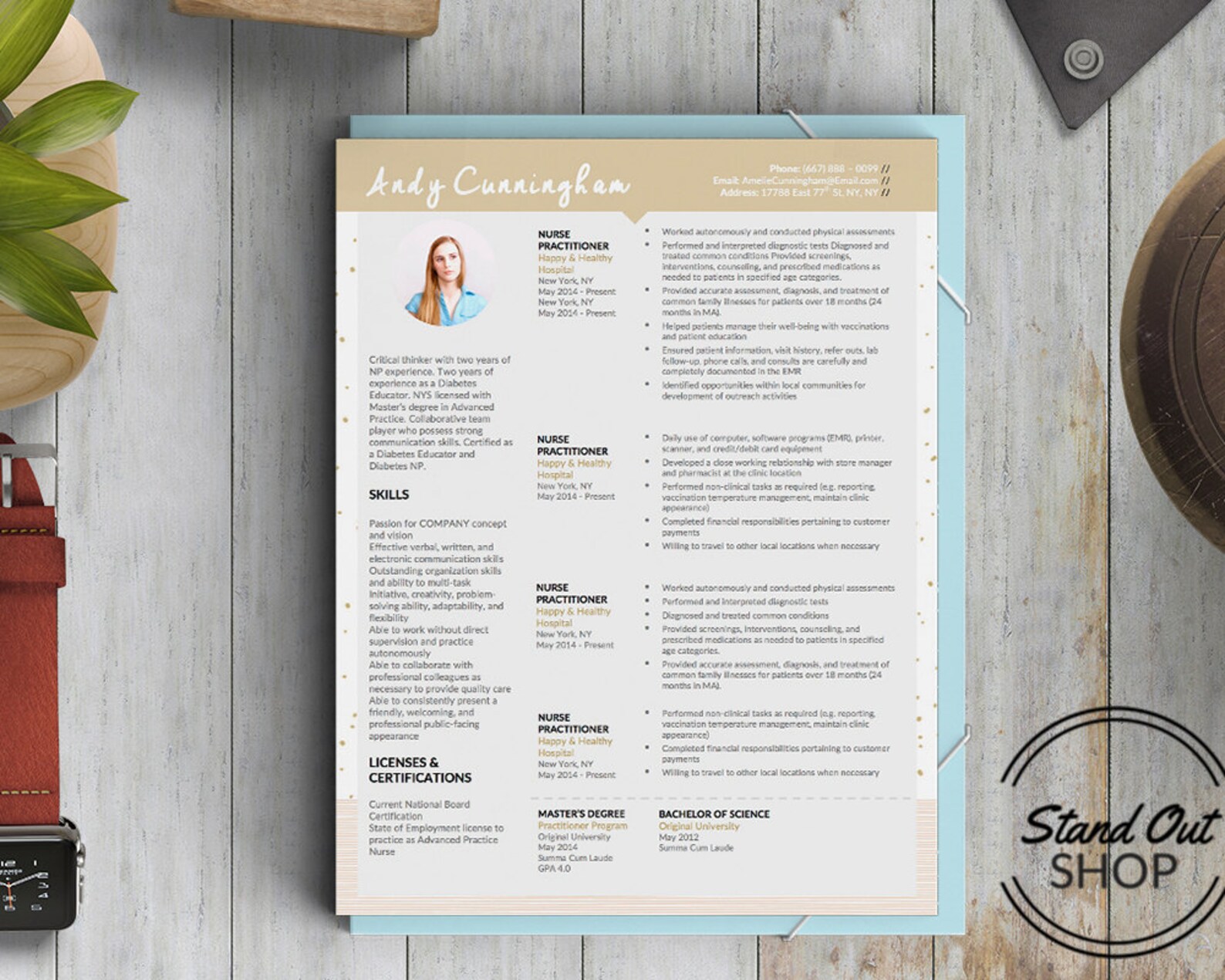 Andy Cunningham Modern Resume and Matching Cover Letter - Etsy