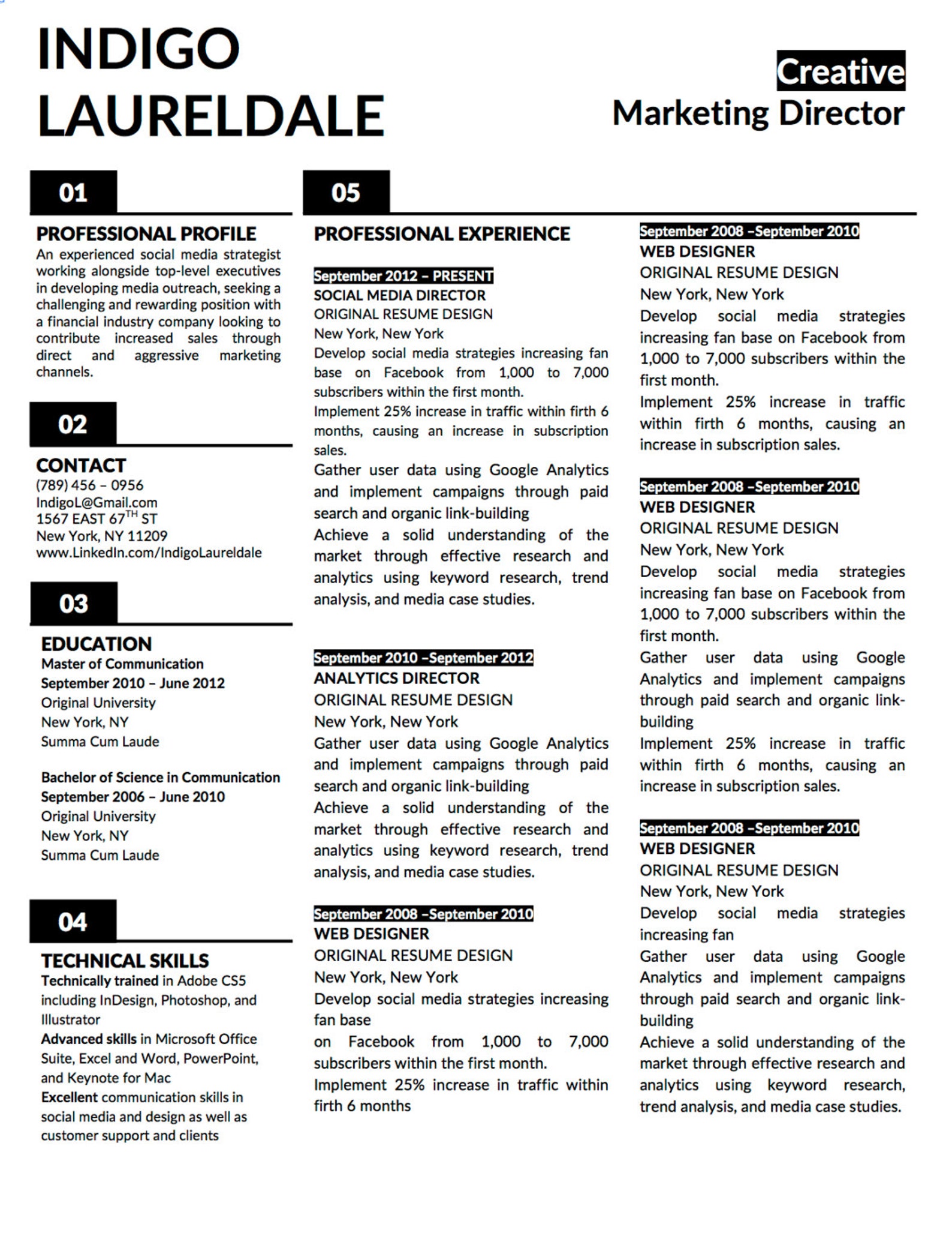 Indigo Lauderdale Resume Template 2-page Microsoft Word Version With ...