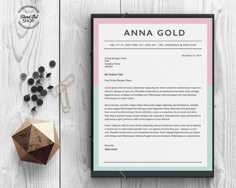 Anna Gold Resume 5 Pack for Microsoft Word and Apple Pages in A4 and US ...