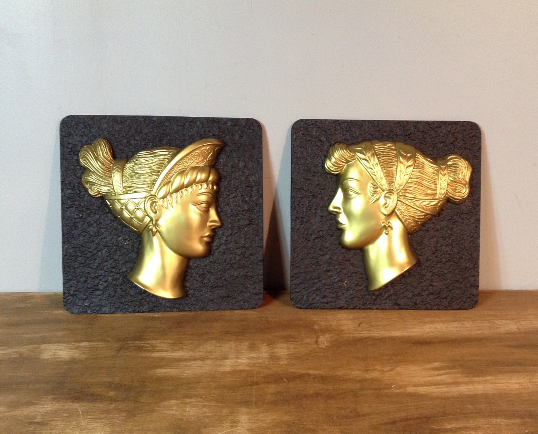 Pair of MCM Miller Studio 3D Greek Goddess Molded Plastic Wall Plaques ...