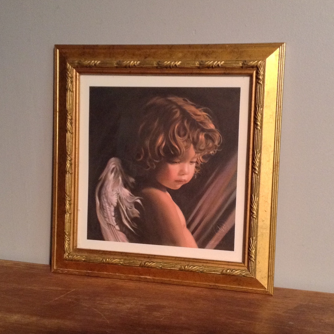 Nancy Noel's Angel Looking Down Framed Print With Embossed Registered ...