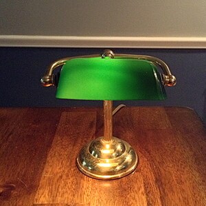 Vintage Mini Brass Bankers Lamp With Green Glass Shade, Mini Desk Lamp ...