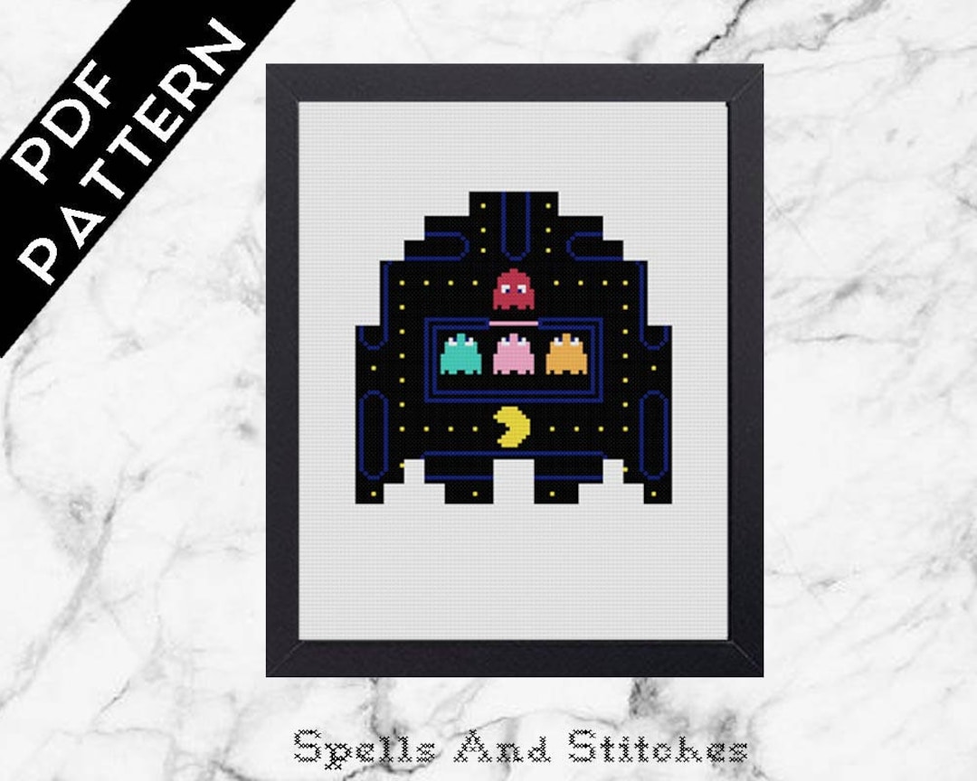 Pacman Retro Cross Stitch Pattern! Beautiful Retro Video Game Pattern ...