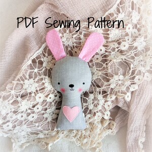 Bunny Rabbit Rattle Soft Toy PDF Sewing Pattern and Tutorial DIY Bunny ...