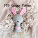 Bunny Rabbit Rattle Soft Toy PDF Sewing Pattern and Tutorial DIY Bunny ...