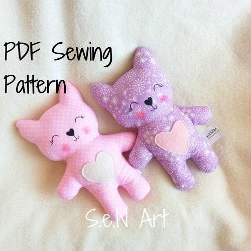 Kitty Cat Softie Sewing Pattern Sleepy Soft Fleece Toy - Etsy