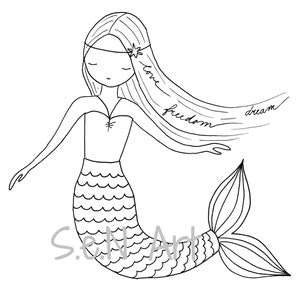 Mermaid Printable Digital Download of Original Drawing Mermaid | Etsy