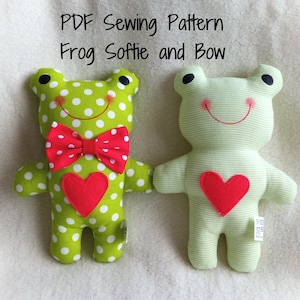 Frog Soft Toy PDF Sewing Pattern and Tutorial DIY Frog Softie Pattern Easy Stuffed Frog Sewing ...