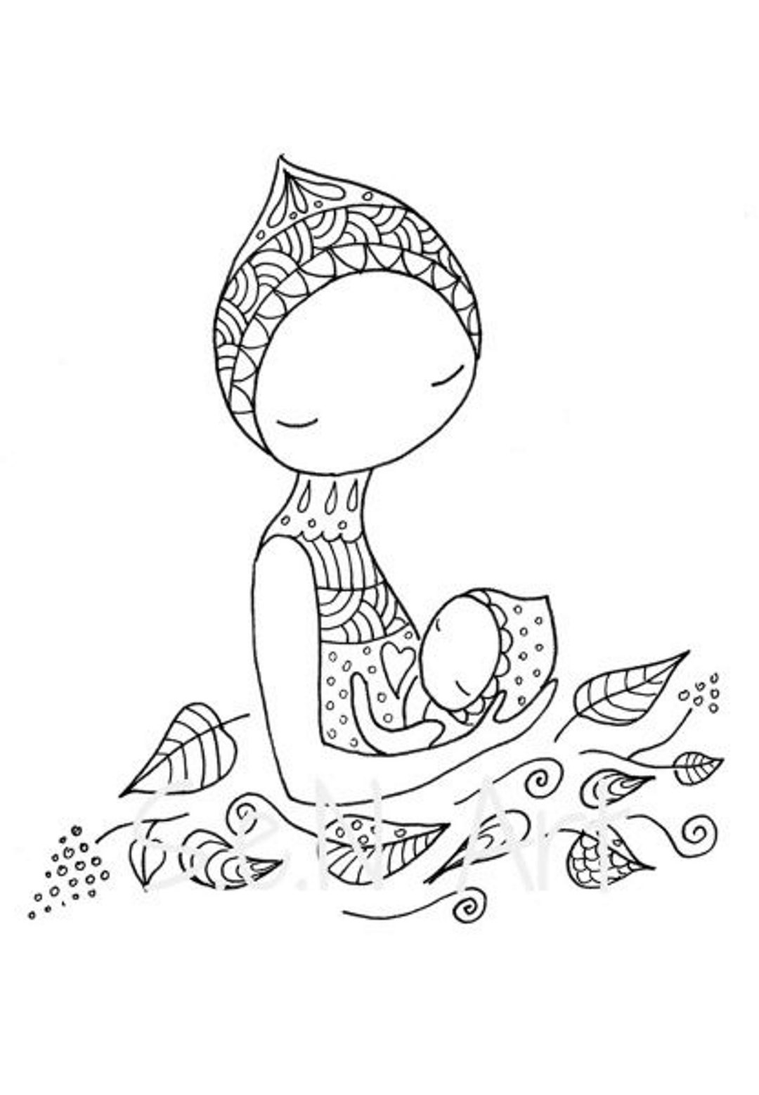 Breastfeeding Art Print: Mother & Baby Zentangle (digital Download) - Etsy