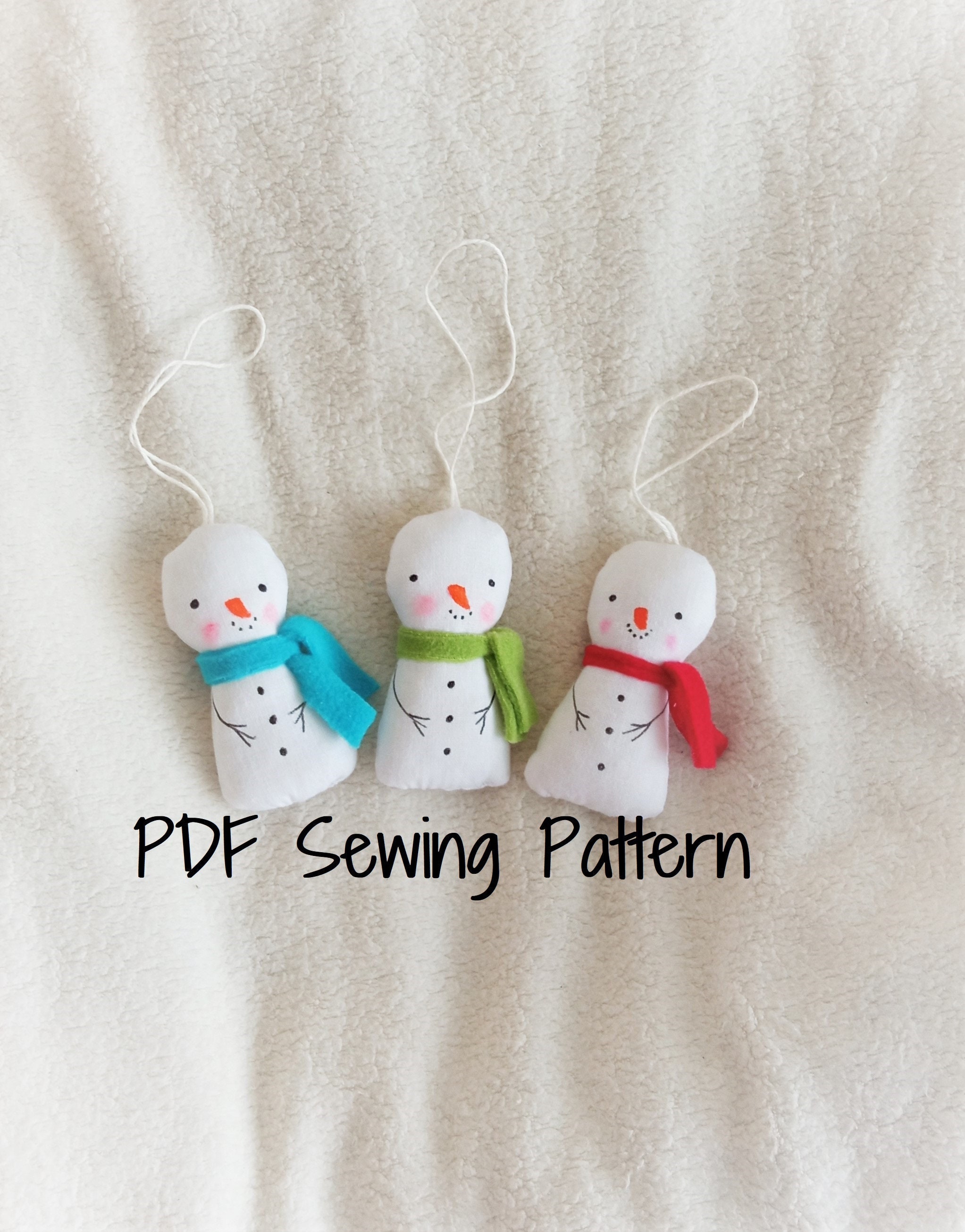 Snowman Christmas Ornament Sewing Pattern: Easy DIY Project (PDF ...