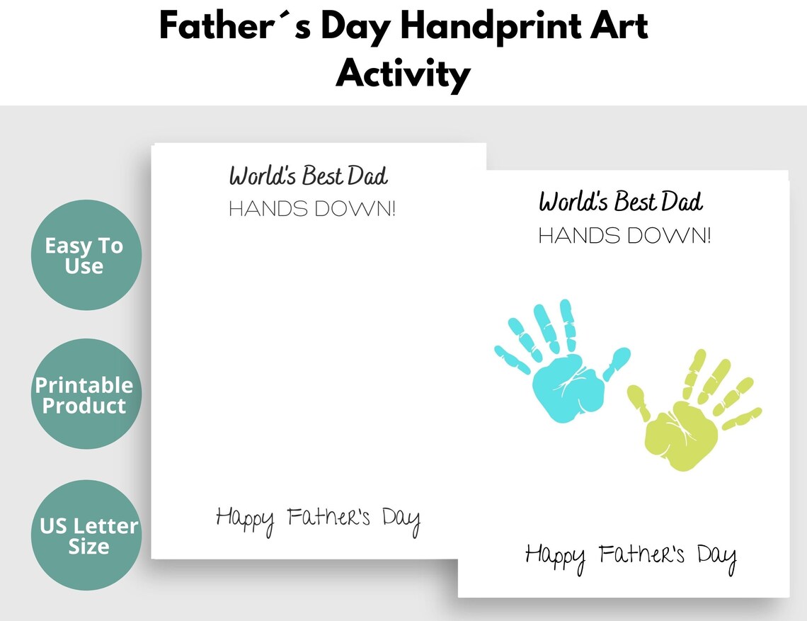 Printable Fathers Day Handprint Art DIY Fathers Day Craft - Etsy