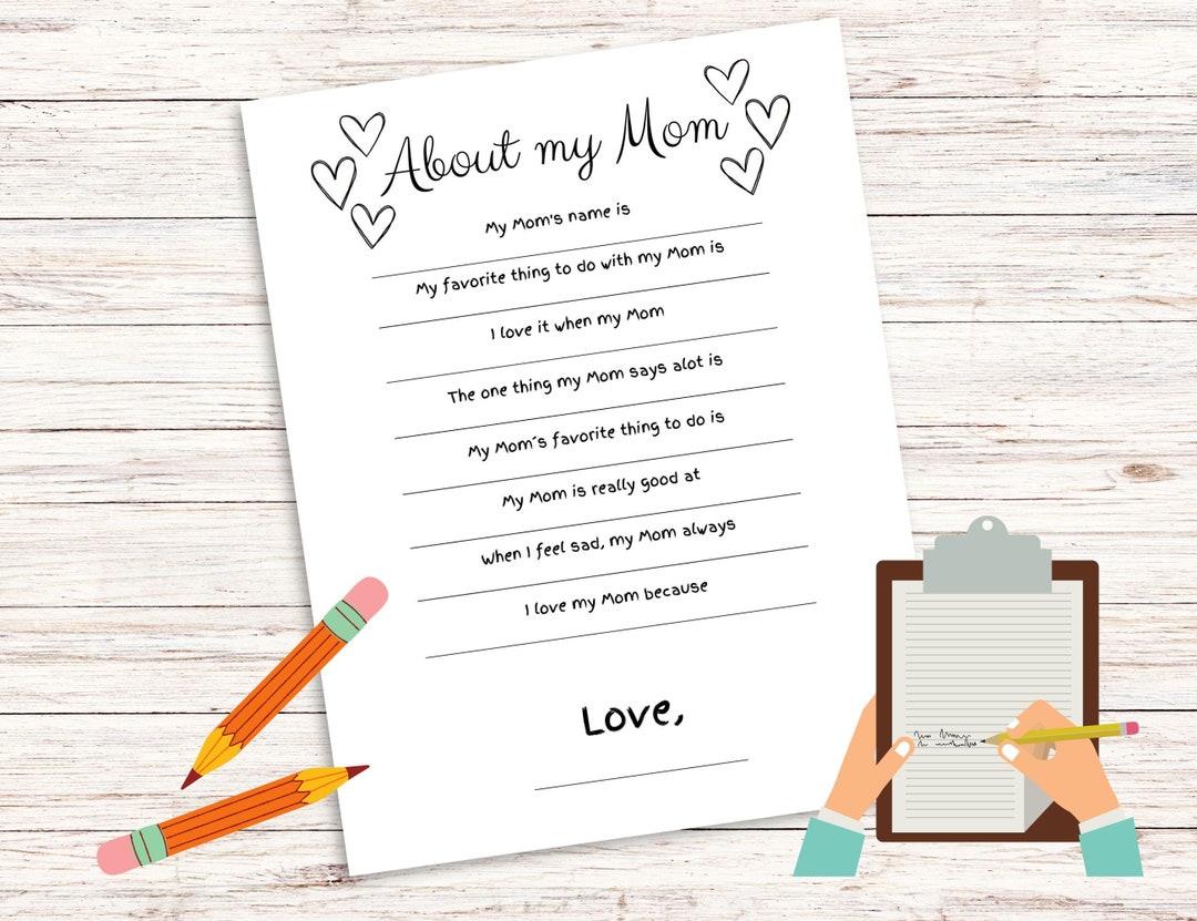 Activité imprimable de la fête des mères sur ma mère Questionnaire ...