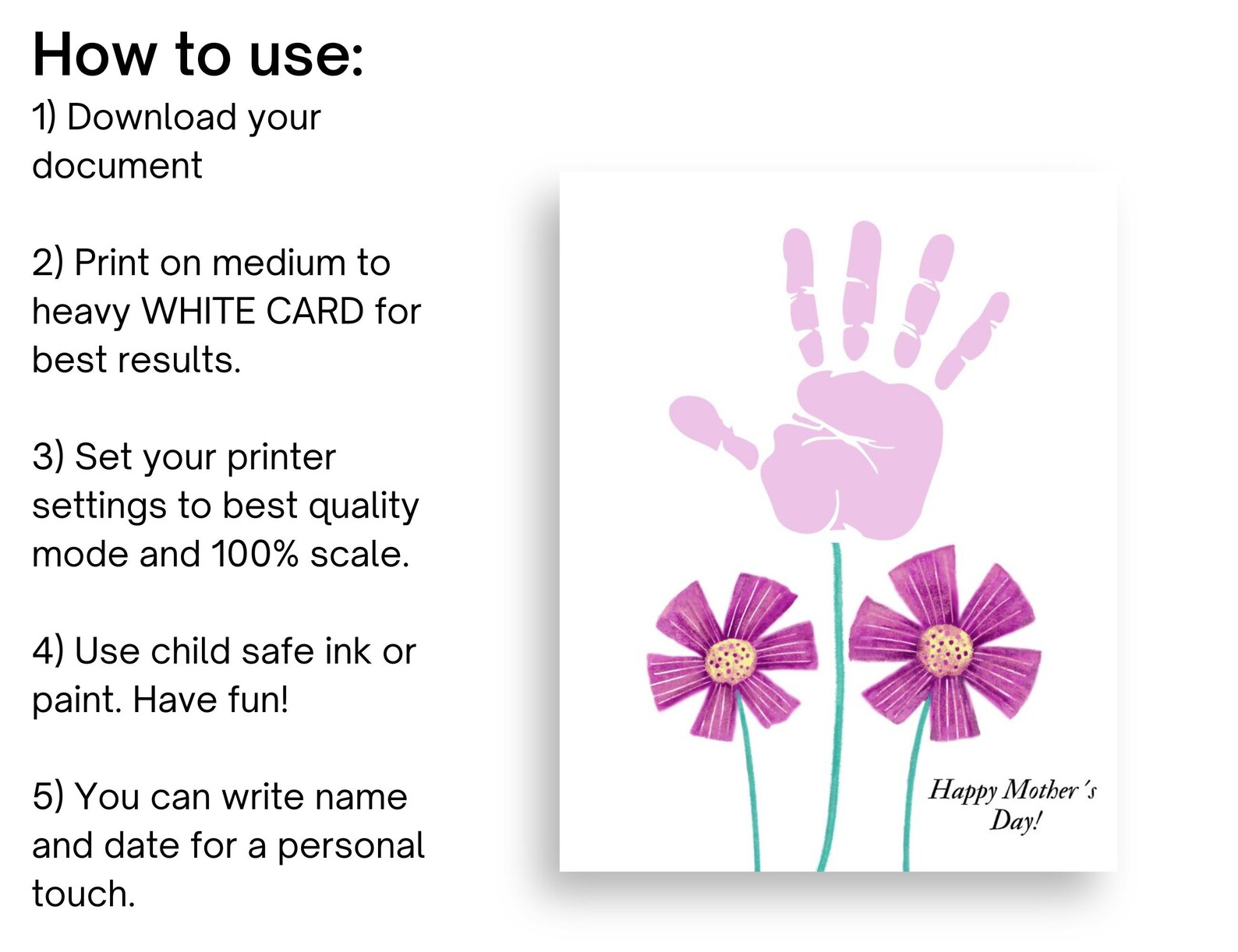 Printable Mothers Day Handprint Art Activity Printable Mothers | Etsy