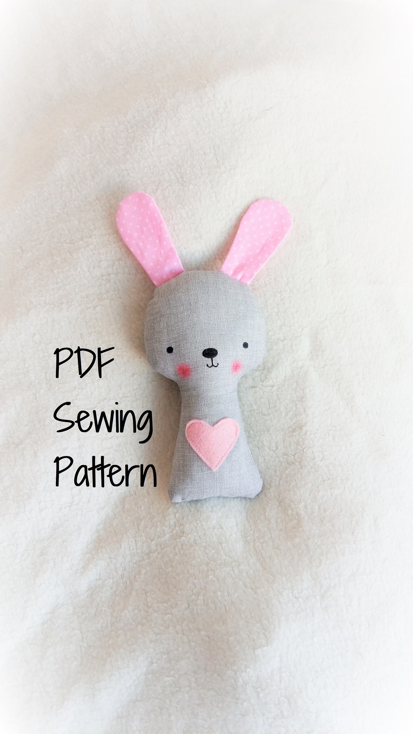 Bunny Rabbit Rattle Soft Toy PDF Sewing Pattern and Tutorial - Etsy