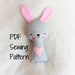 Bunny Rabbit Rattle Soft Toy PDF Sewing Pattern and Tutorial DIY Bunny ...