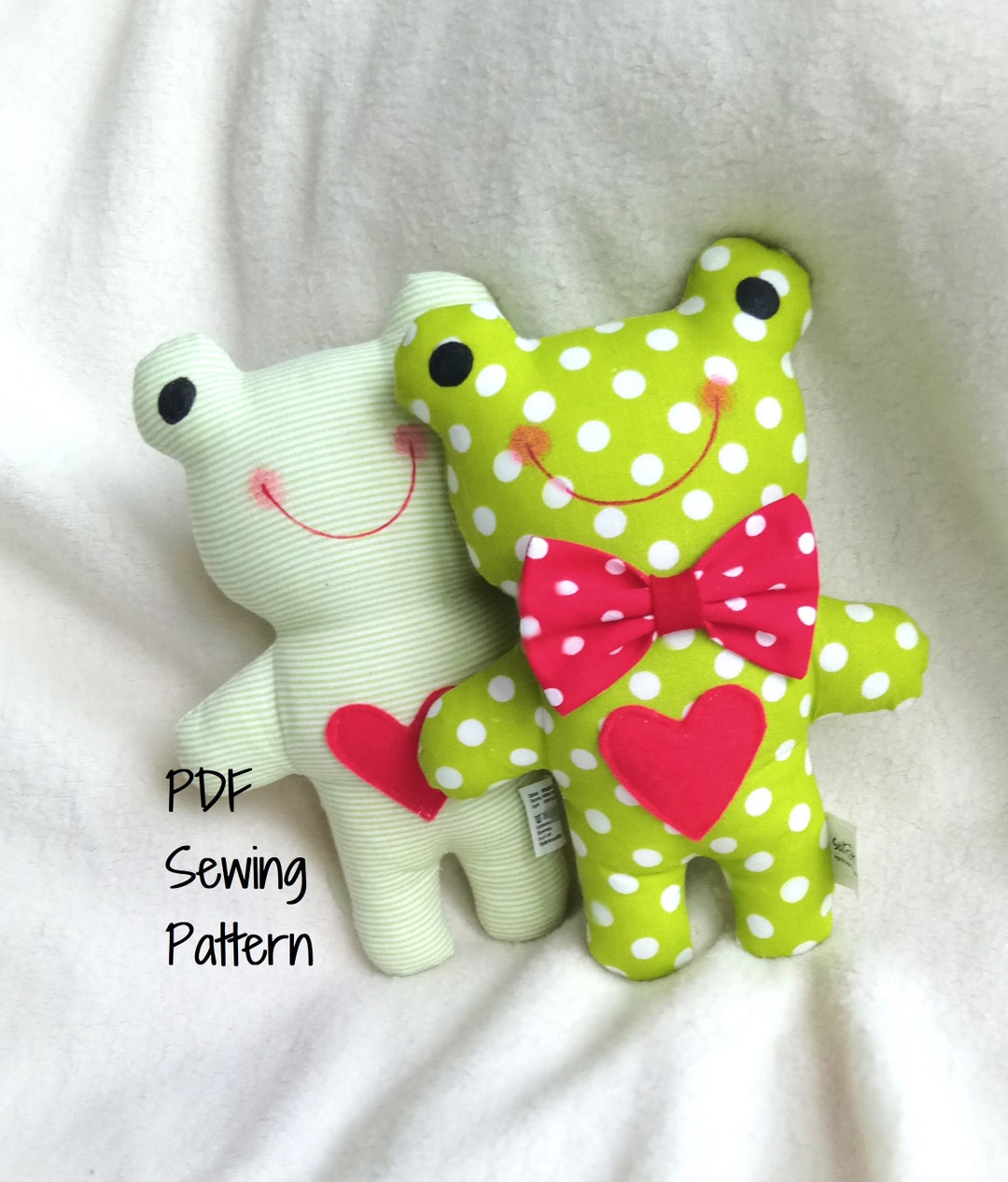 Frog Soft Toy PDF Sewing Pattern and Tutorial DIY Frog Softie Pattern Easy Stuffed Frog Sewing ...