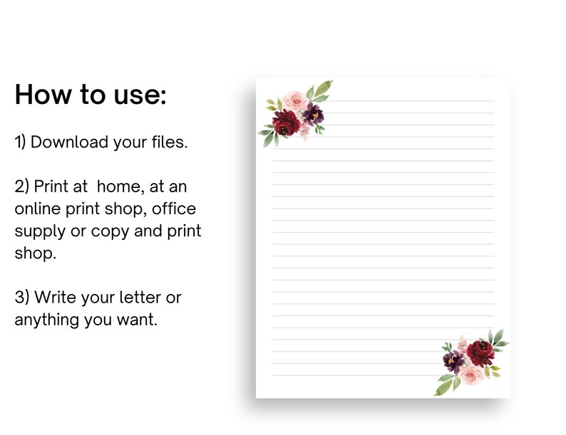 Printable Stationary Printable Writing Paper Botanical - Etsy