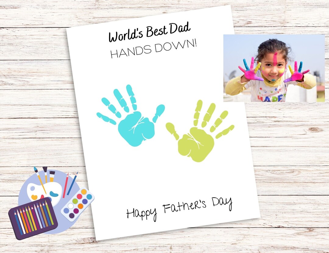 Printable Father’s Day Handprint Art DIY Fathers Day Craft Best Dad ...