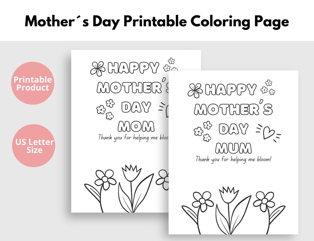 Printable Mothers Day Coloring Happy Mothers Day Coloring Printable ...
