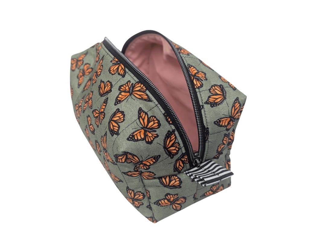Quilted Boxy Pouch Monarch Butterfly Toiletry Bag Butterfly Gift Bag ...