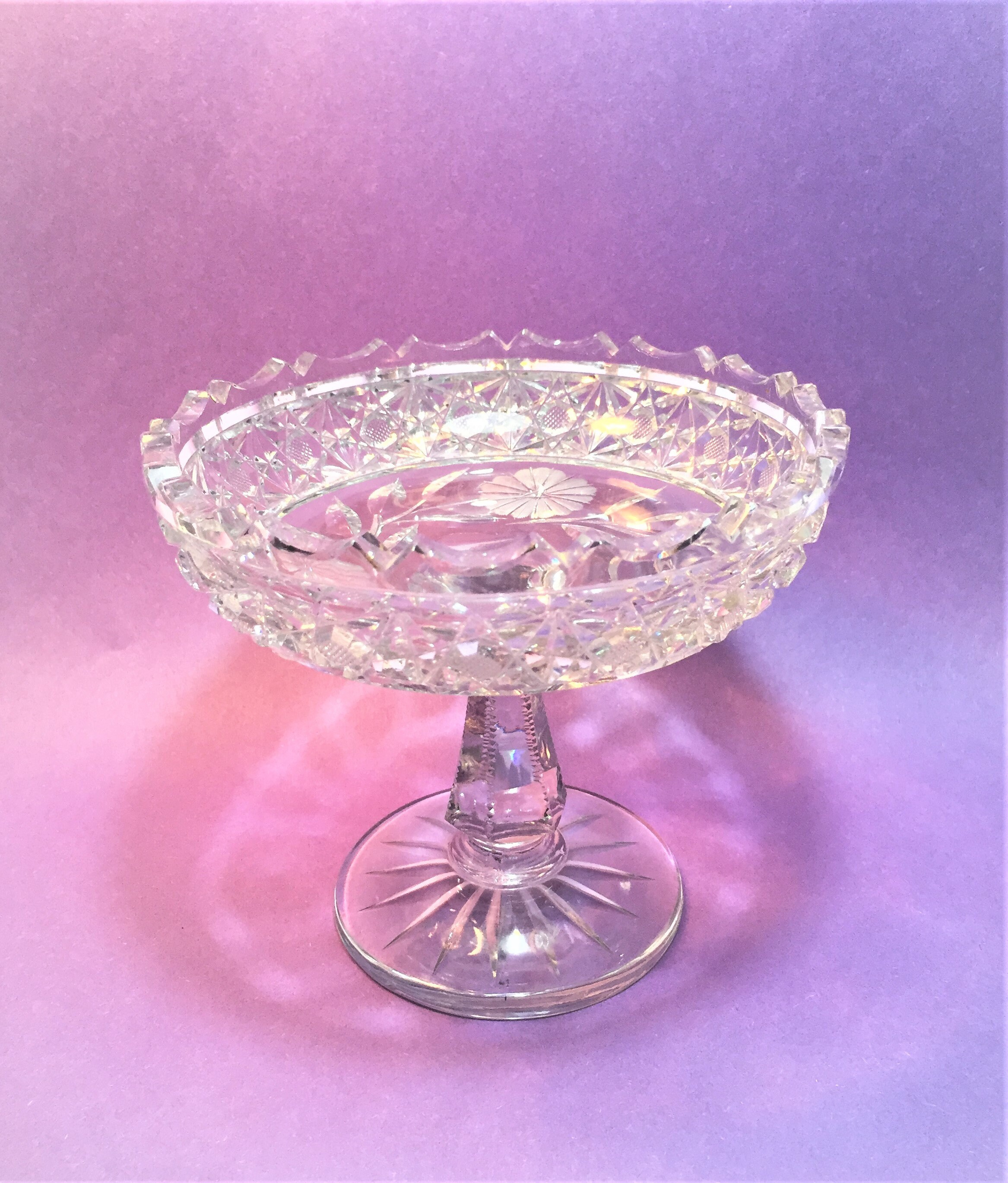 Art & Collectibles Beautiful Small Cut Glass Footed Compote ...
