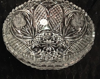 Diamond Cut Crystal Bowl - Etsy