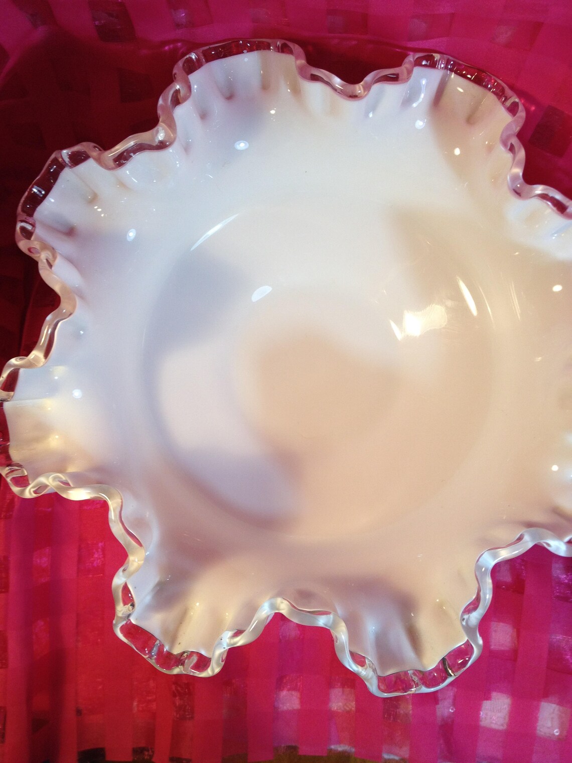 Fenton Spanish Lace Ruffled Silver Crest Fruit Bowl Fenton | Etsy