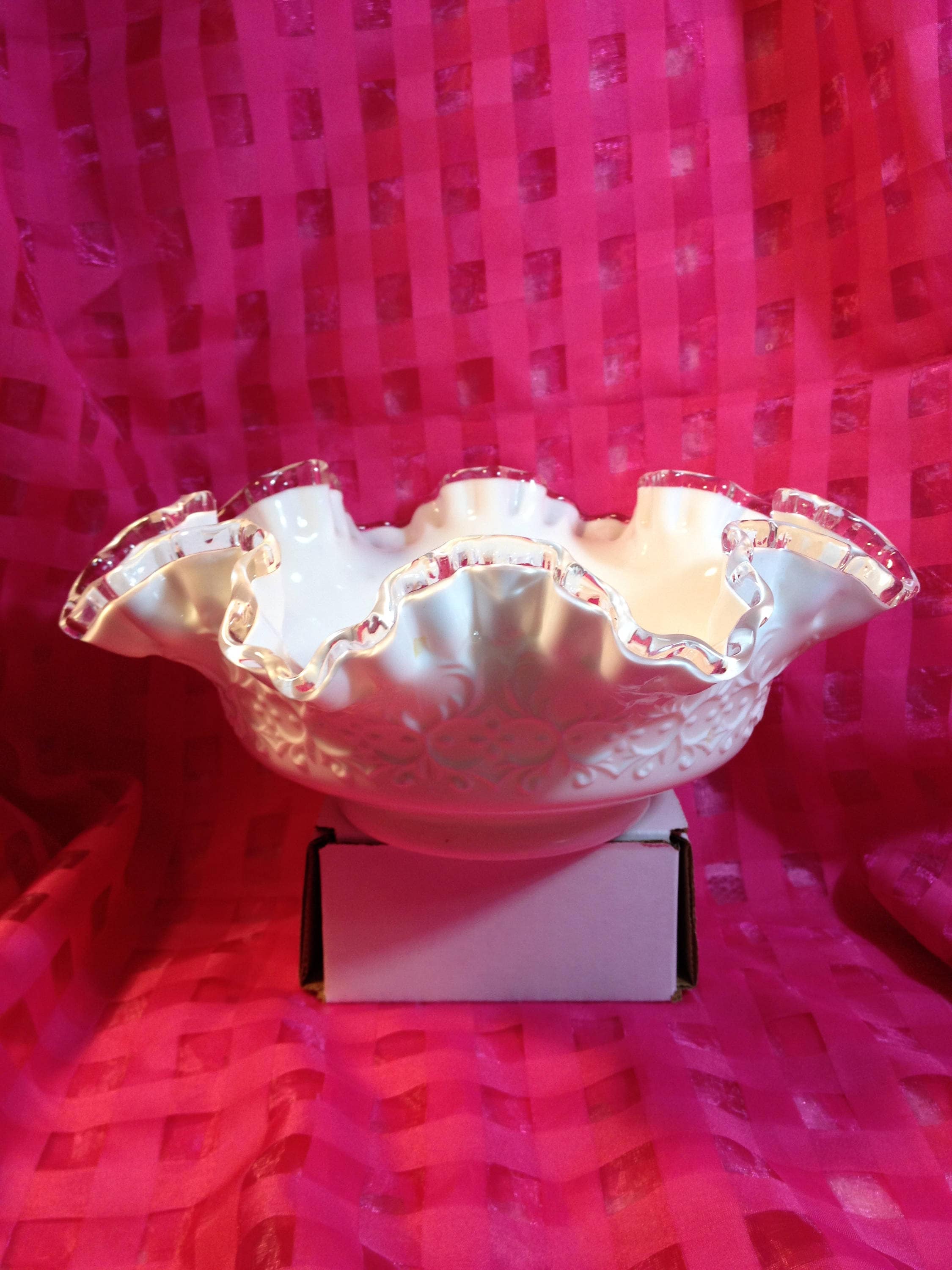Fenton Spanish Lace Ruffled Silver Crest Fruit Bowl Fenton | Etsy