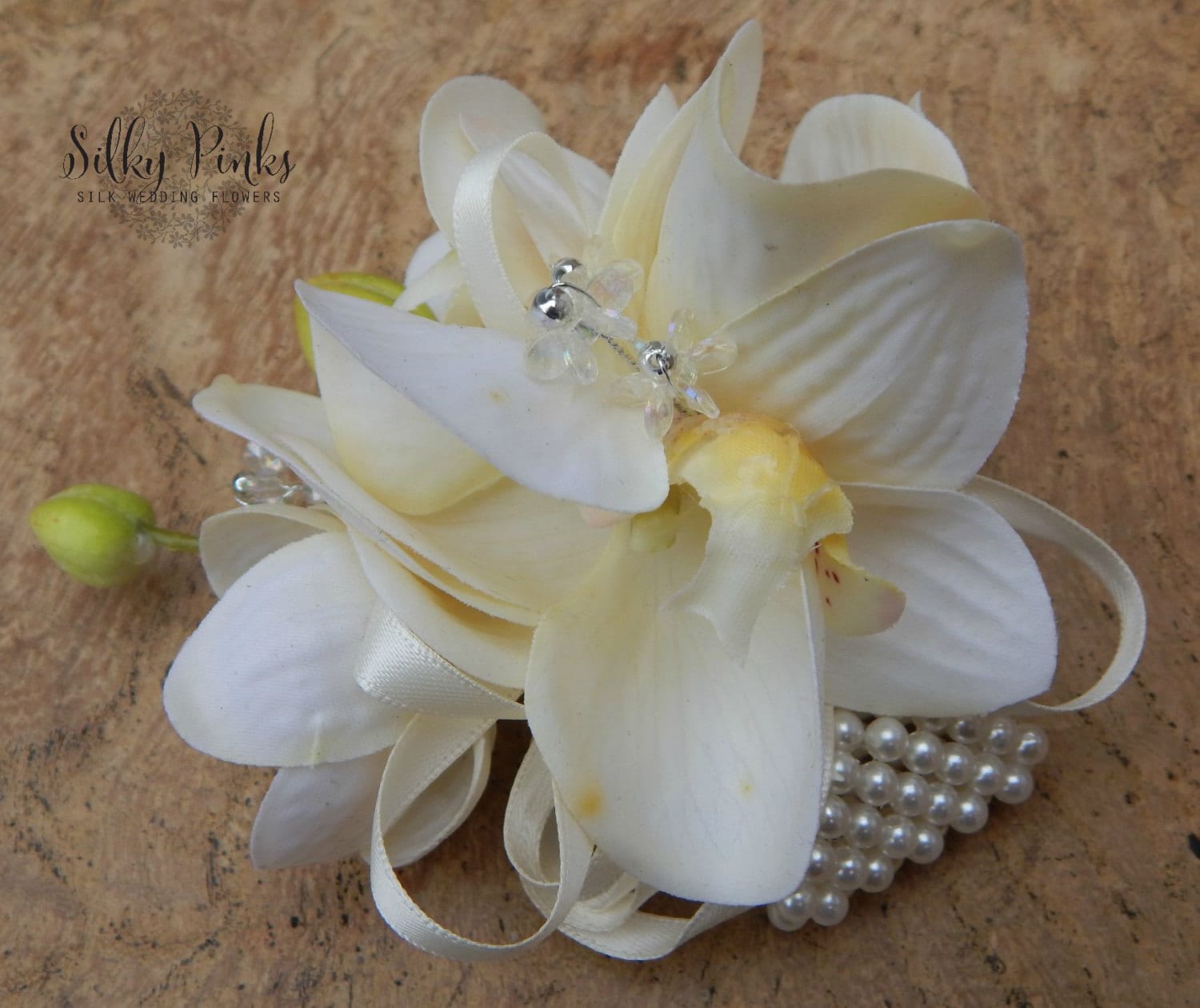 Silk Wedding Flower, Ivory Wrist Corsage, Ladies Wedding Flower, Cream ...