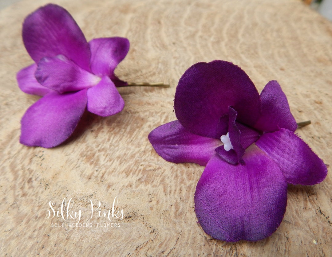 Purple Hair Pins Orchid Hair Accessories Bobby Pins Etsy